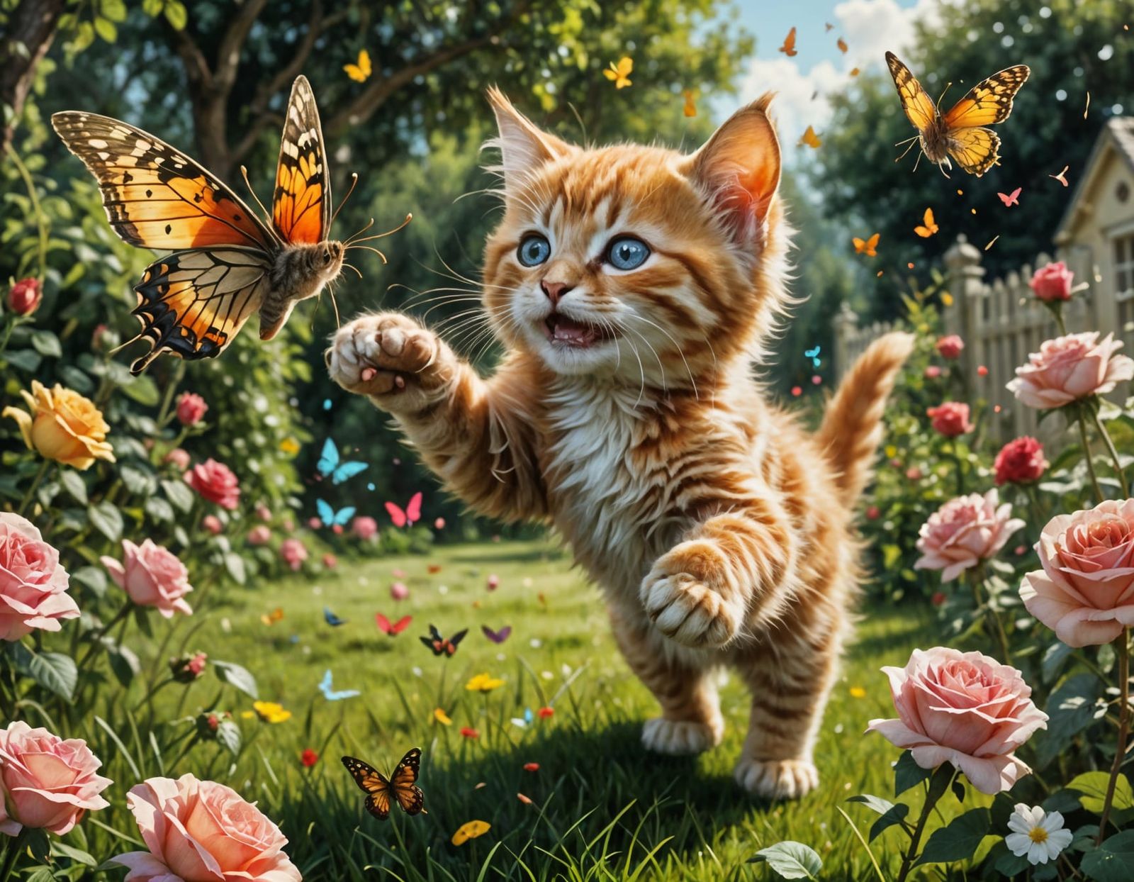Ginger Kitten Chasing Spring - Ginger Kitten Chasing Spring