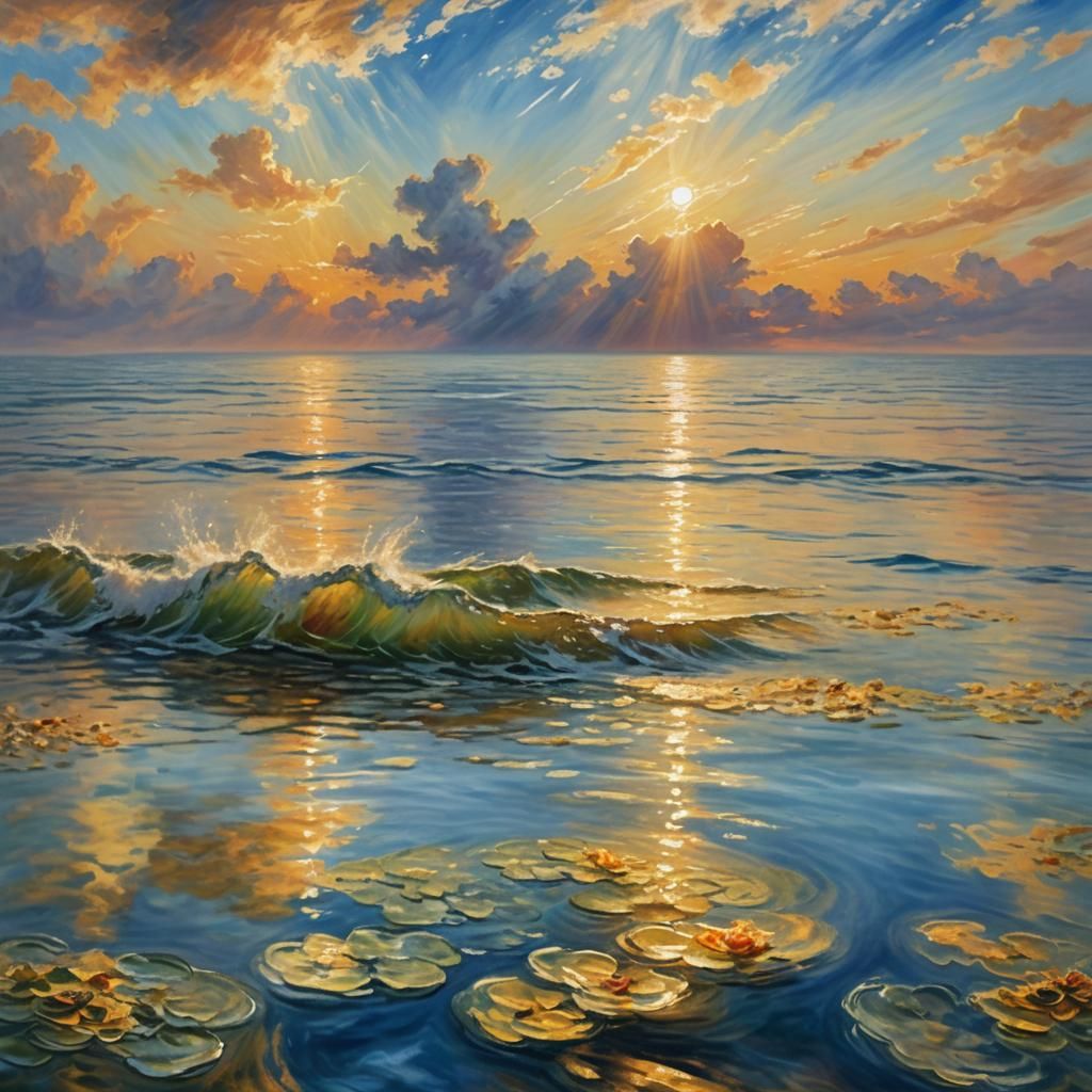 Sunrise at the sea - Surrealist Masterpiece Capturing Celes...