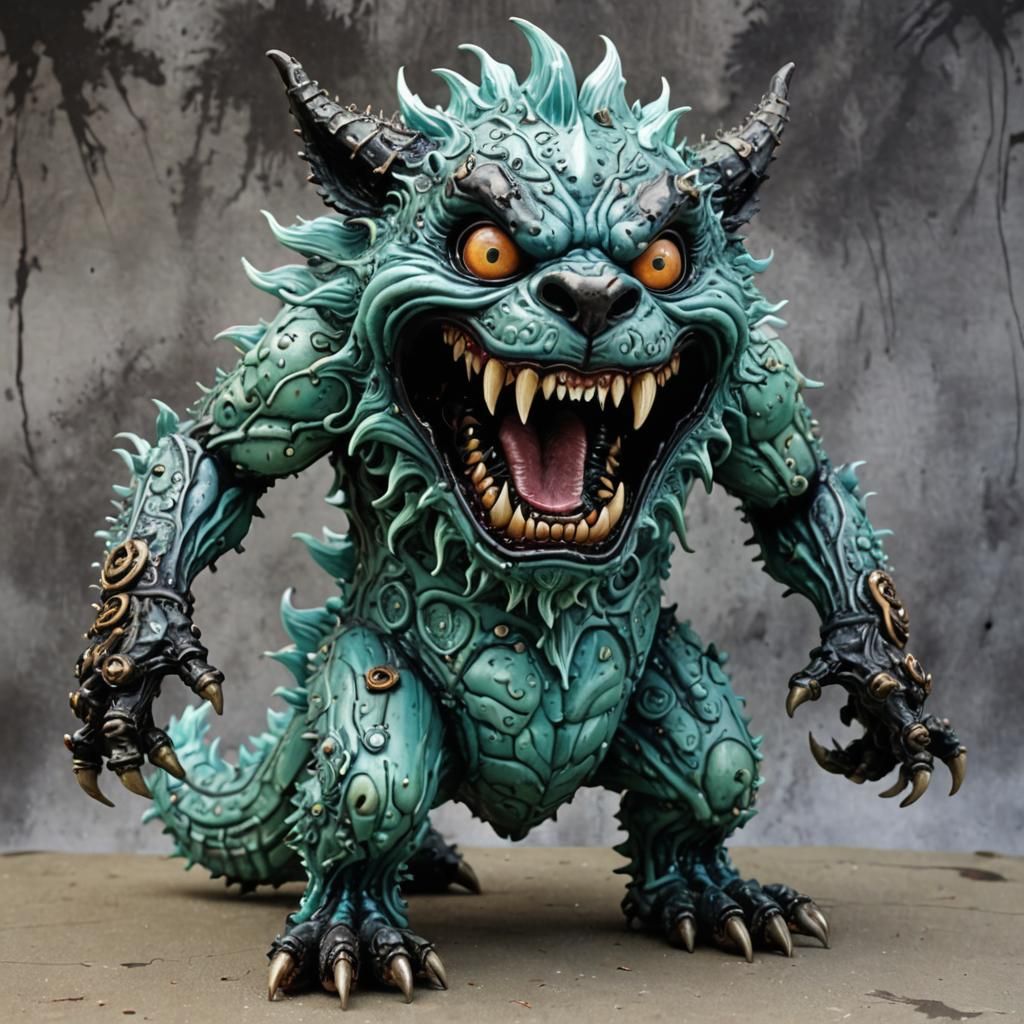 "aqua Werewolf" hybrid kaiju ratfink, complex, grotesque, evil ...
