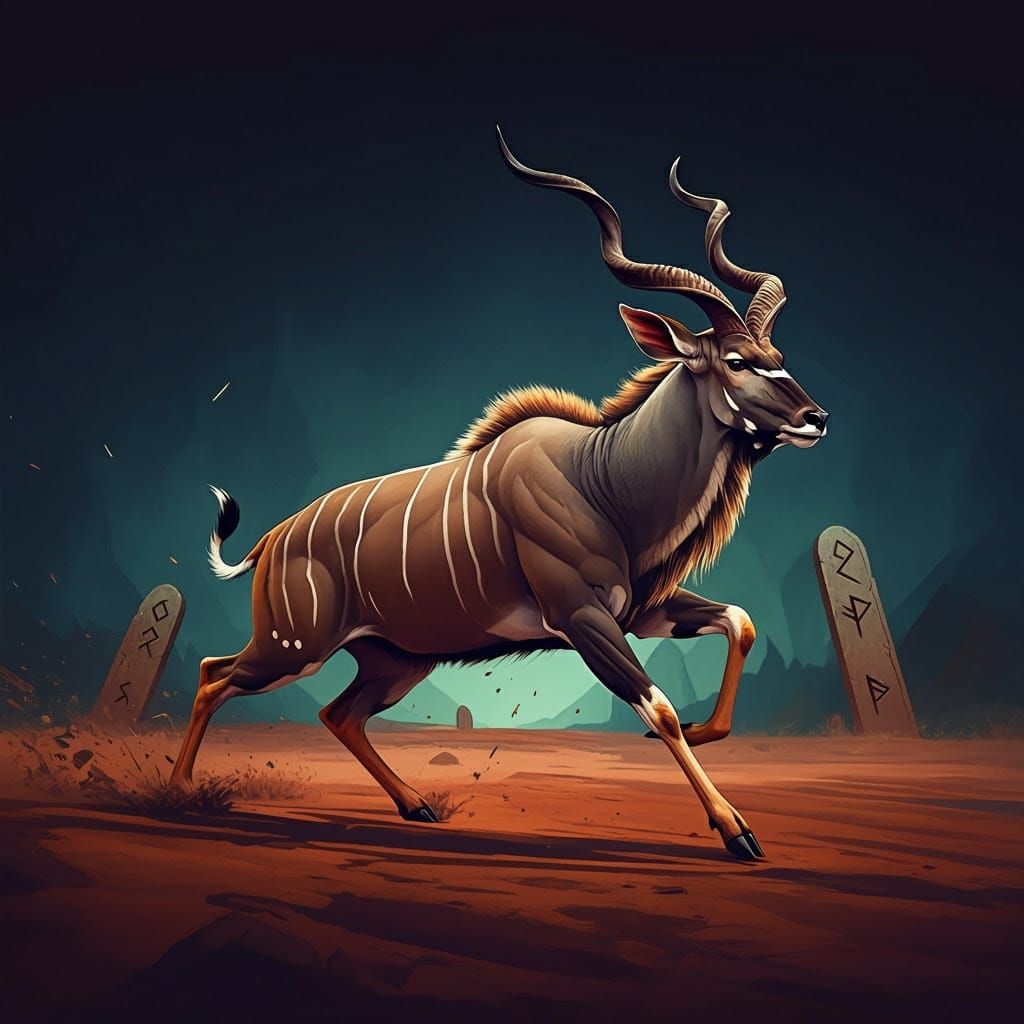 Kudu and Markers - Majestic Kudu in Geometric Fantasy