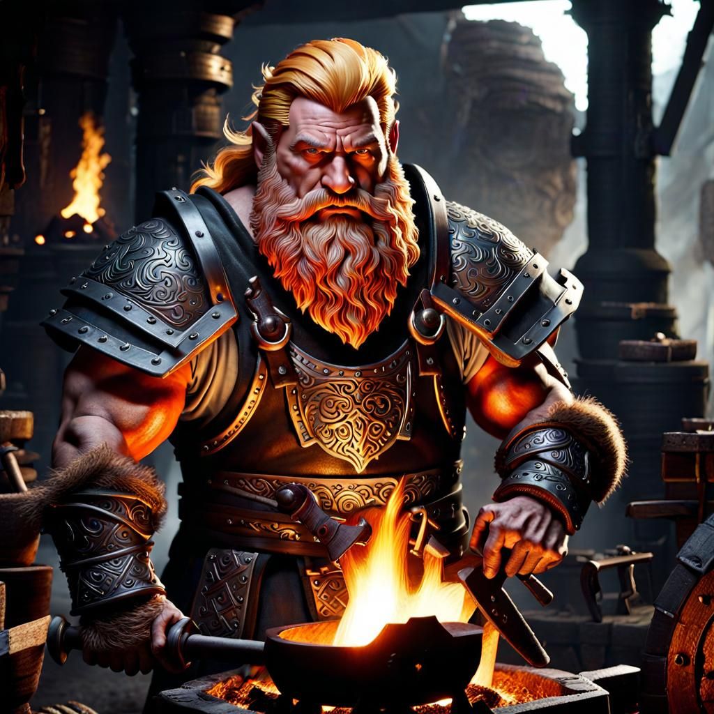 Ghelryn Foehammer, Dwarven Blacksmith from Triboar - AI Generated ...