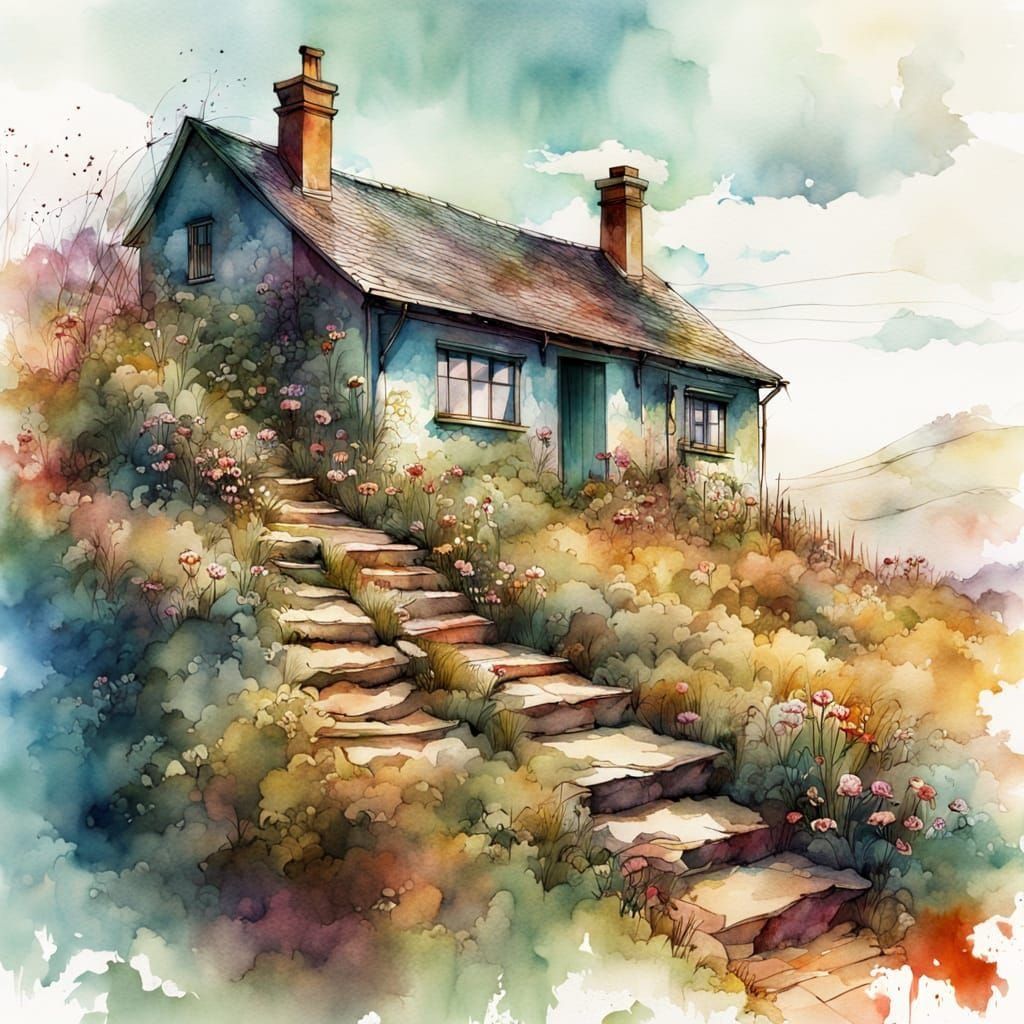 Cottage in Watercolour - Cottage in Watercolour