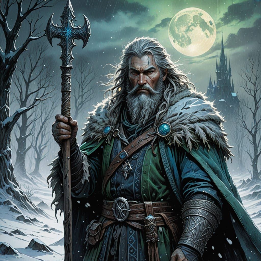 The Snow Wizard - Mystical Snow Wizard in a Frosty Blizzard ...