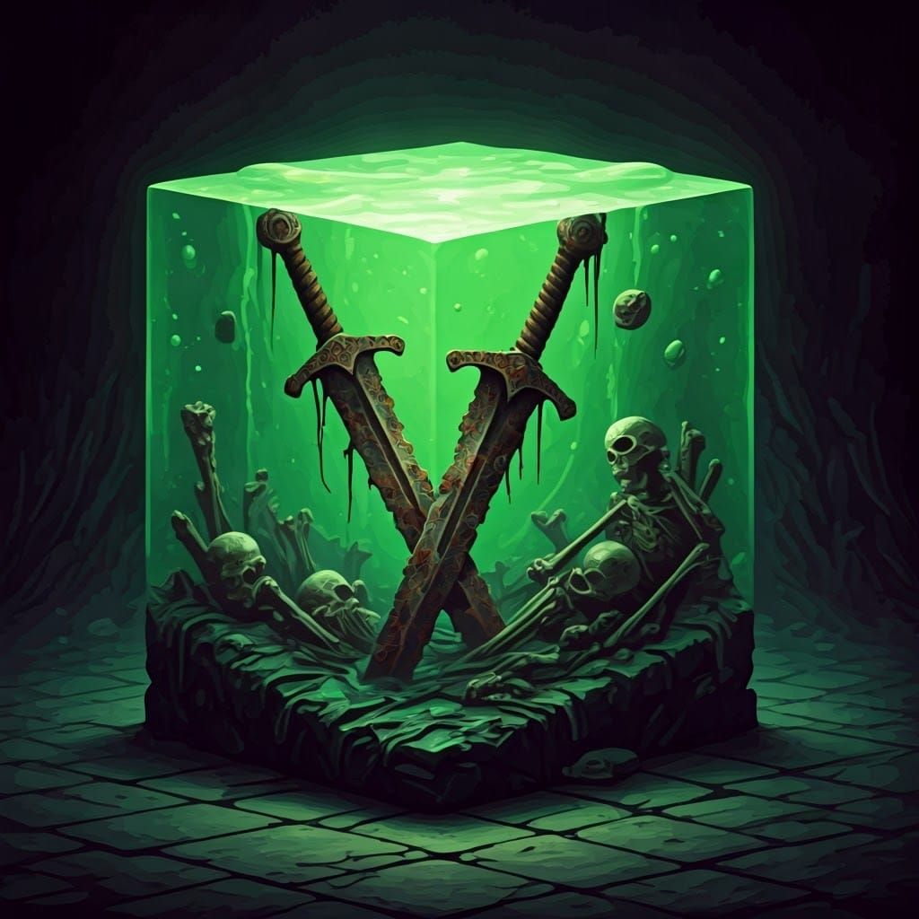 Gelatinous Cube - Ethereal Gothic Cube Traps Rusted Swords a...