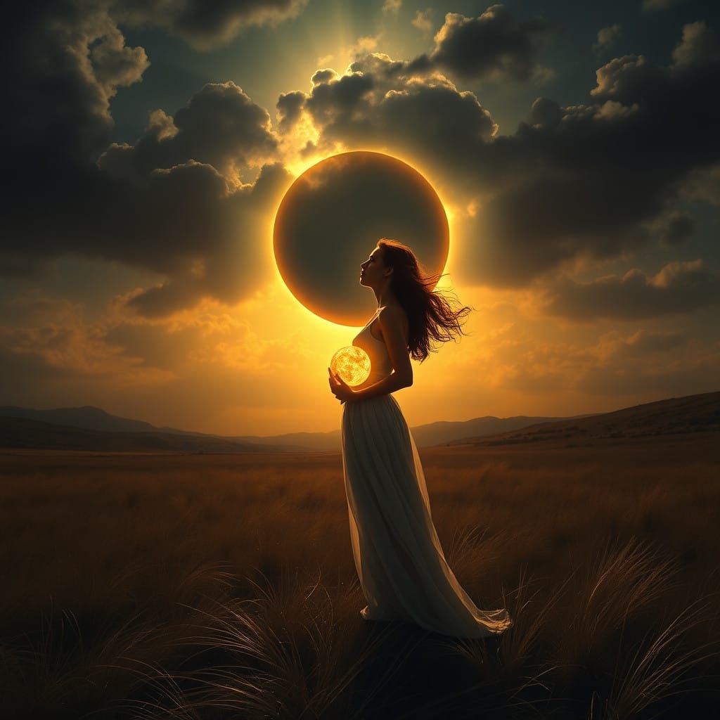 Surreal Total Solar Eclipse Scene with Eclipsed He... - AI Art