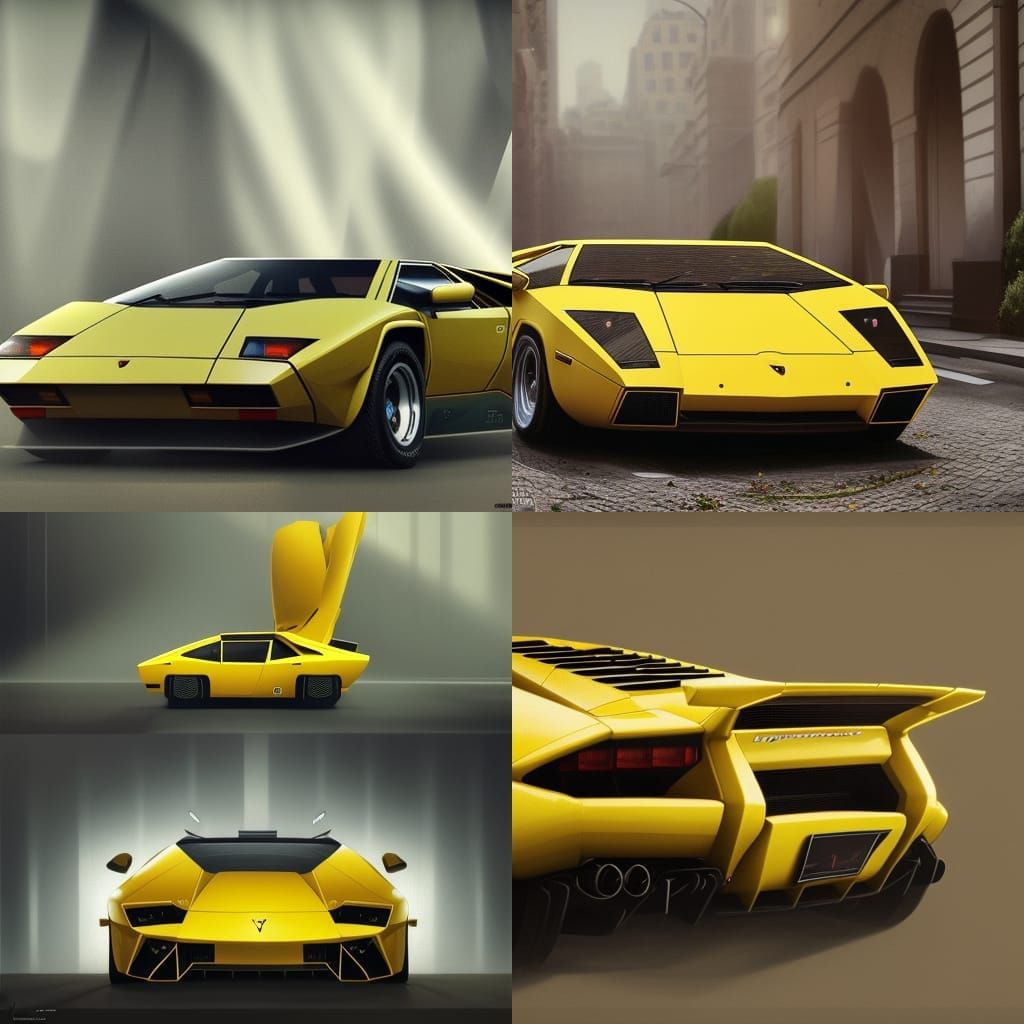 Lamborghini Car yellow Countach : r/nightcafe