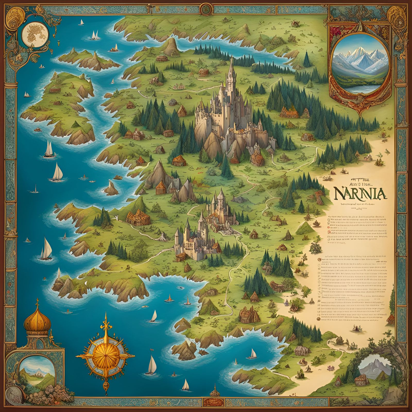 Fantasy map of the fictional land of Narnia, from C.S. Lewis’ The ...