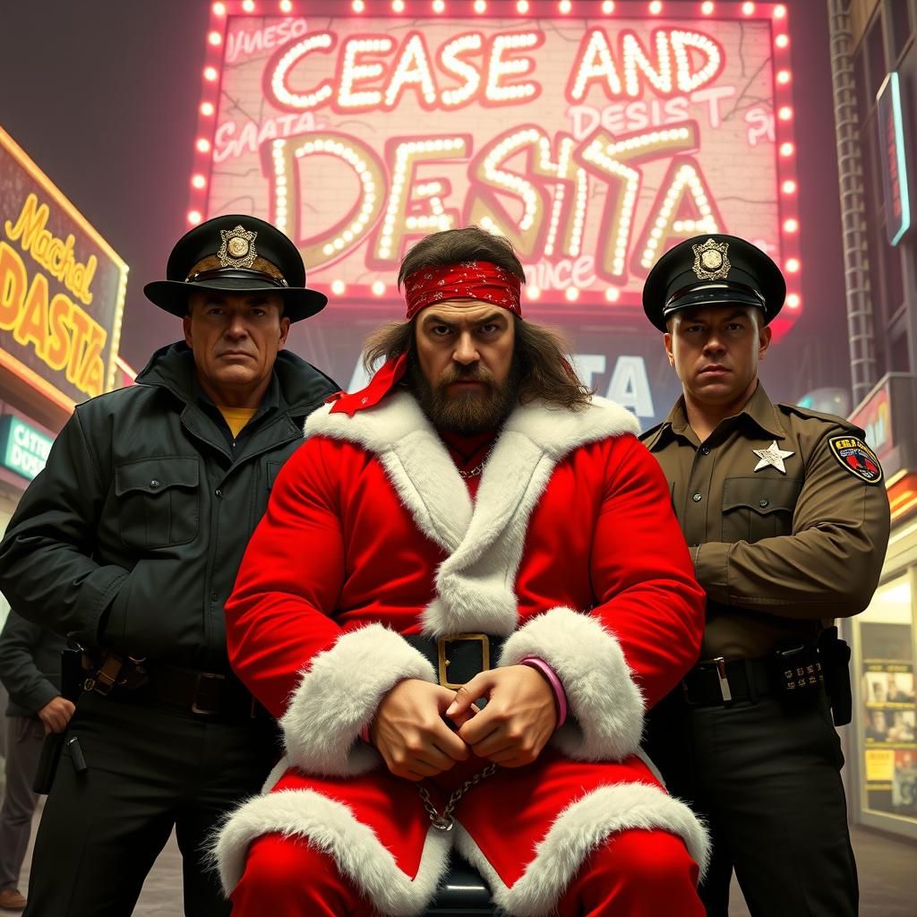 Police men with a 25 year old Macho Man Randy Savage wearing a Santa ...