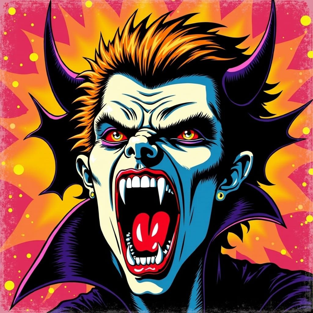 Pop art vamp - Bold Pop Art Vampire with Razor-Sharp Fangs