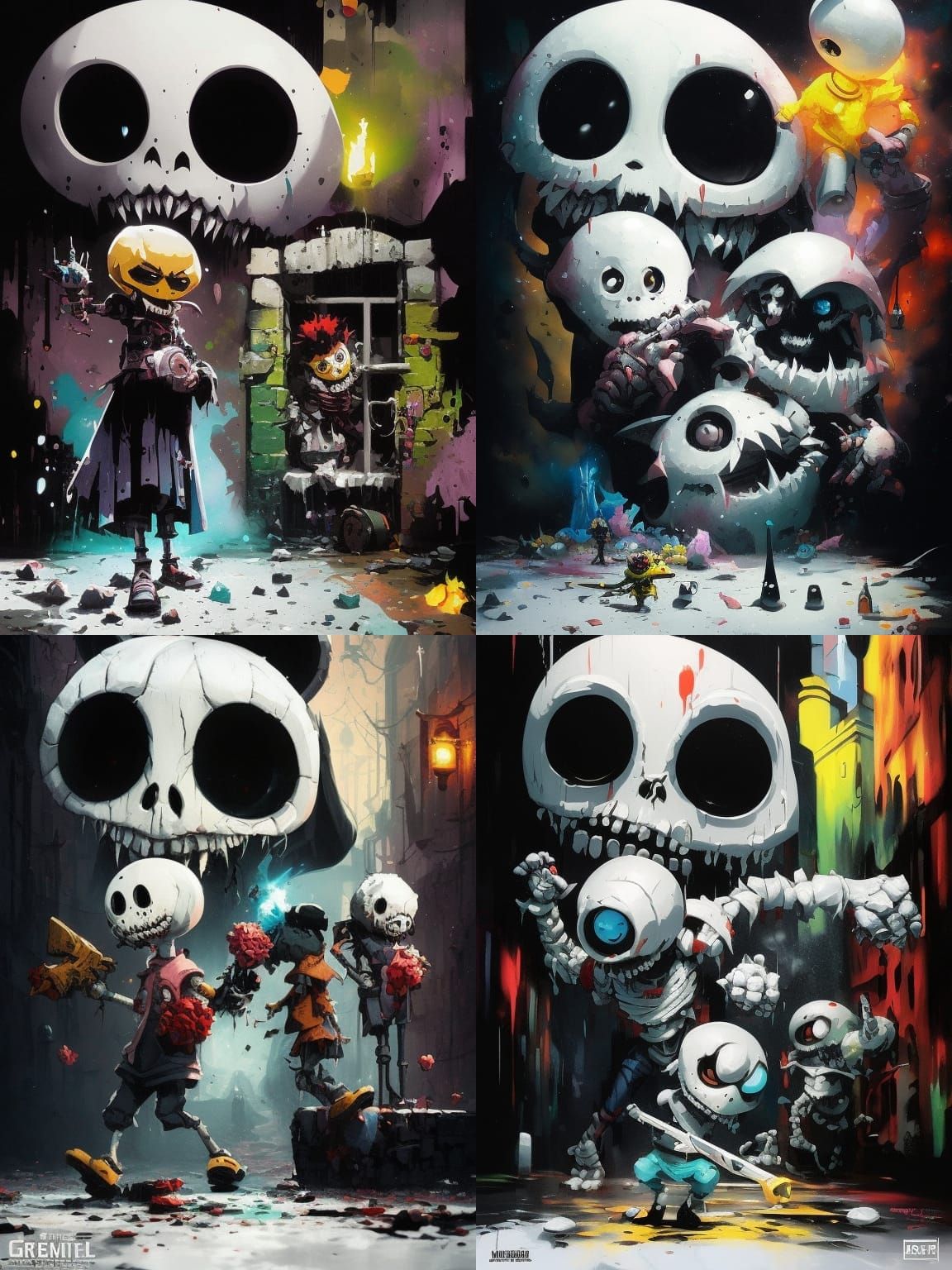 UNDERTALE By Greg Rutkowski Tim Burton graffiti art, splash art, street ...