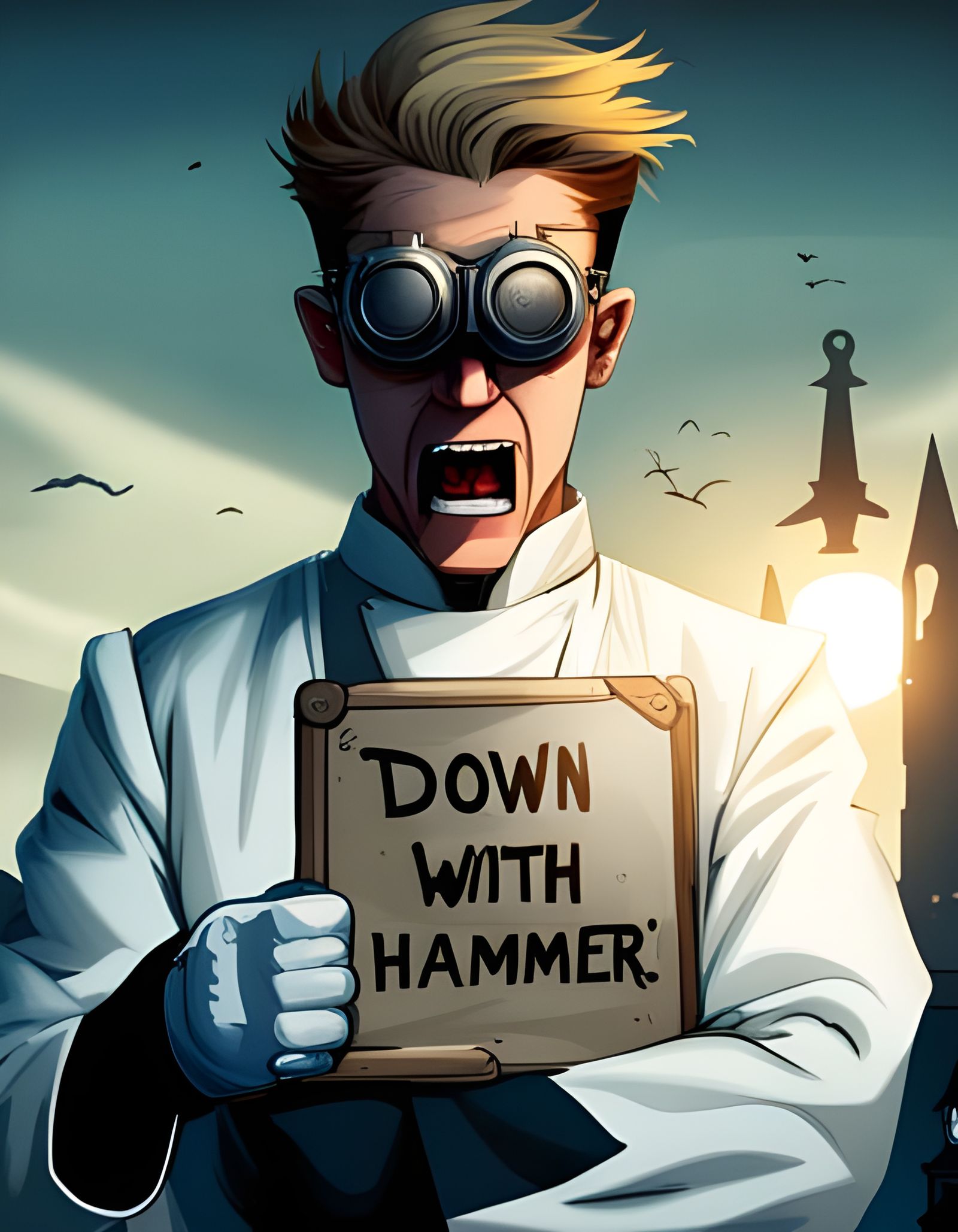 DOWN WITH CAPTAIN HAMMER - AI Generated Artwork - NightCafe Creator