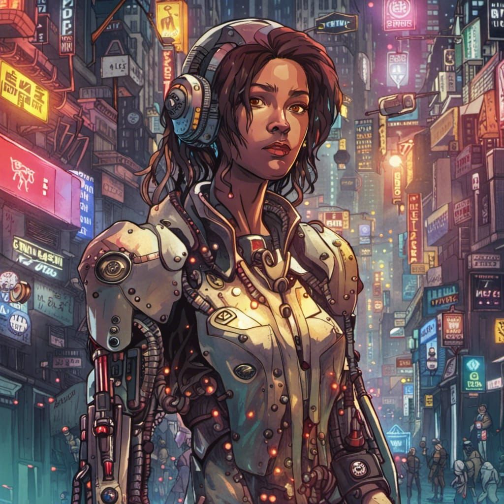 cyborg human on cyberpunk world - AI Generated Artwork - NightCafe Creator