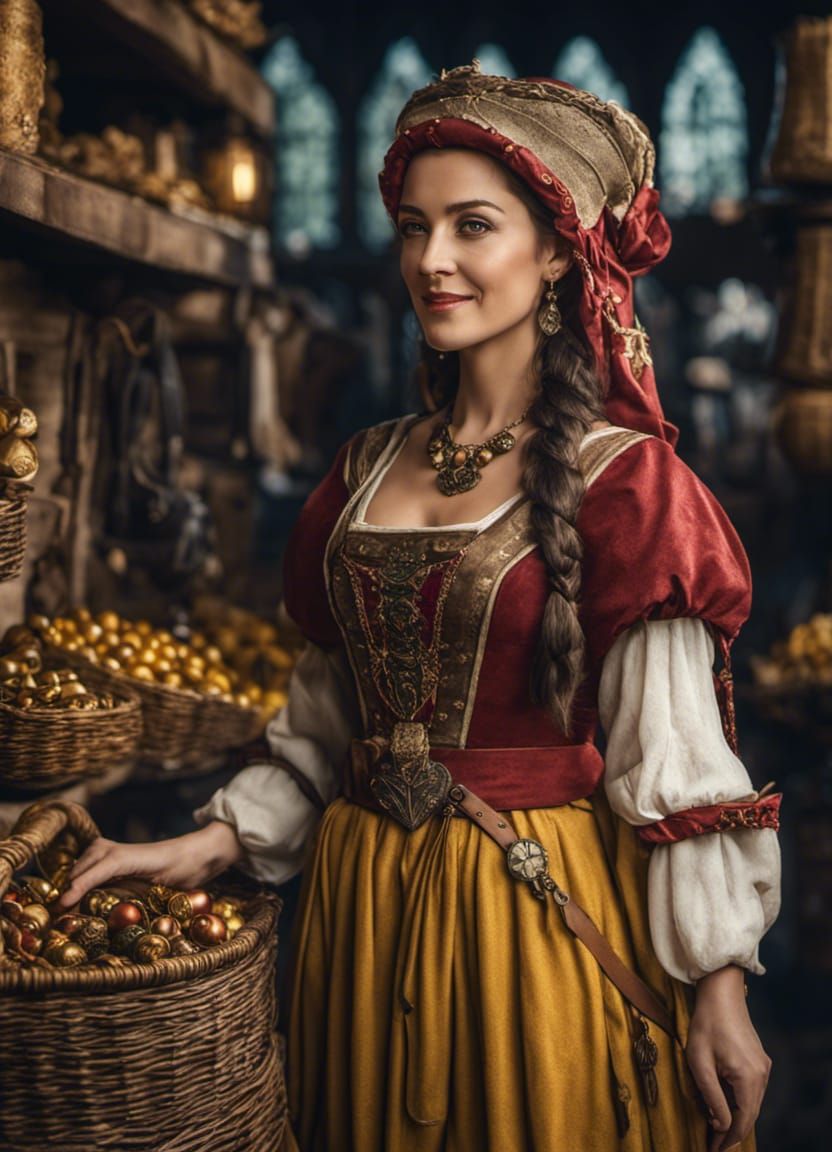 medieval merchant woman - AI Generated Artwork - NightCafe Creator