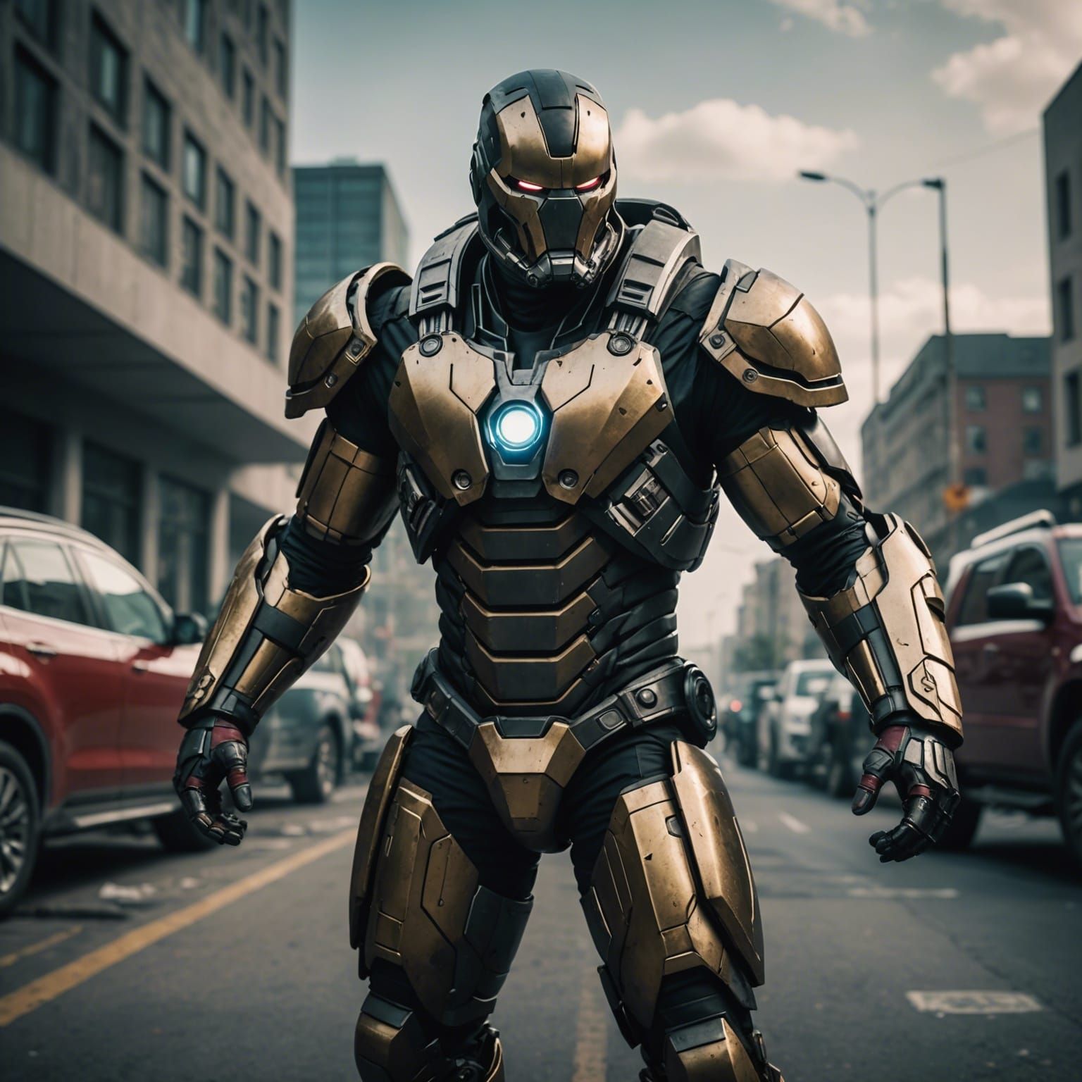 futuristic realistic Bane in Ironman suit in action scene 8k full ...