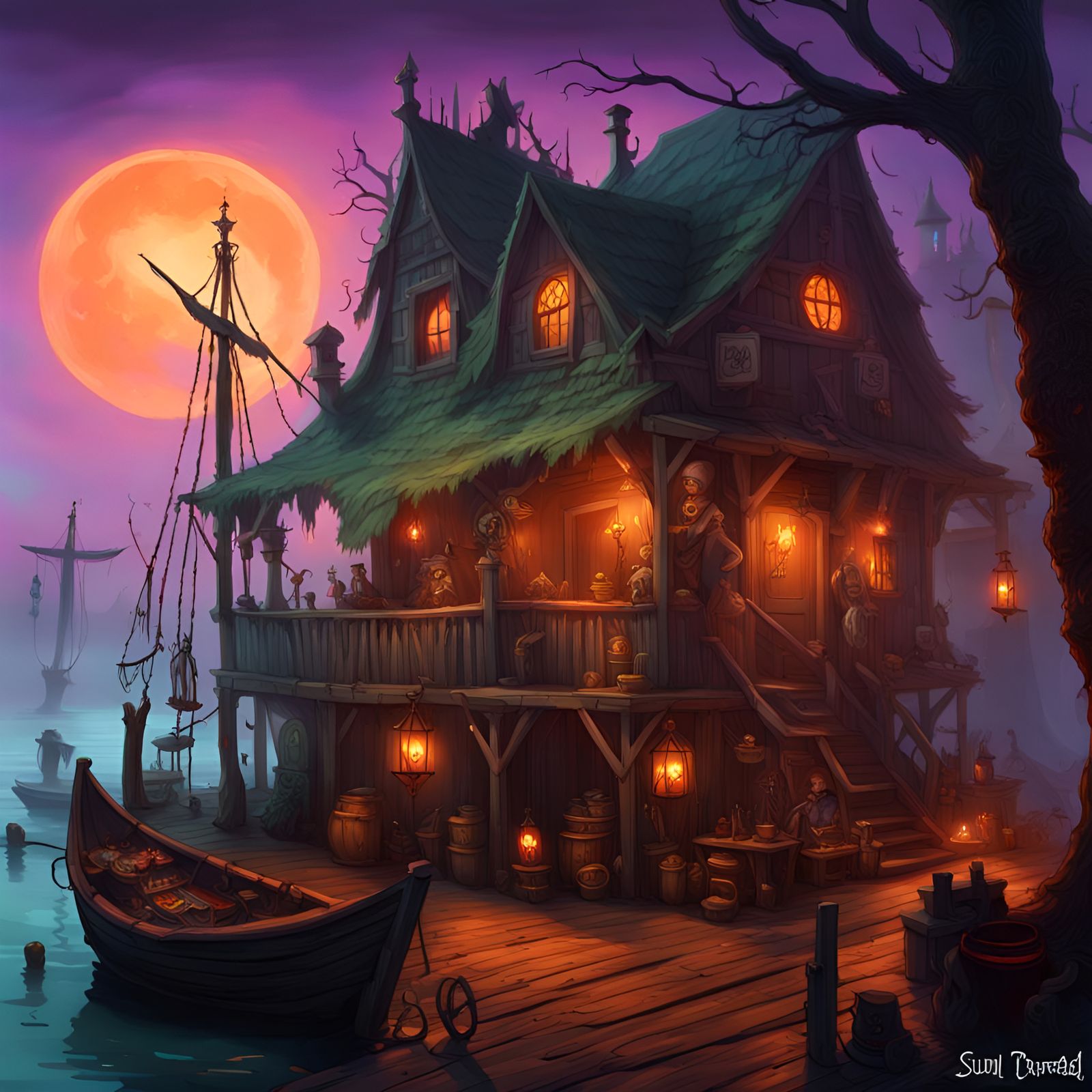 Haunted Pirate Village. Inspired by dark fantasy and Monkey Island ...