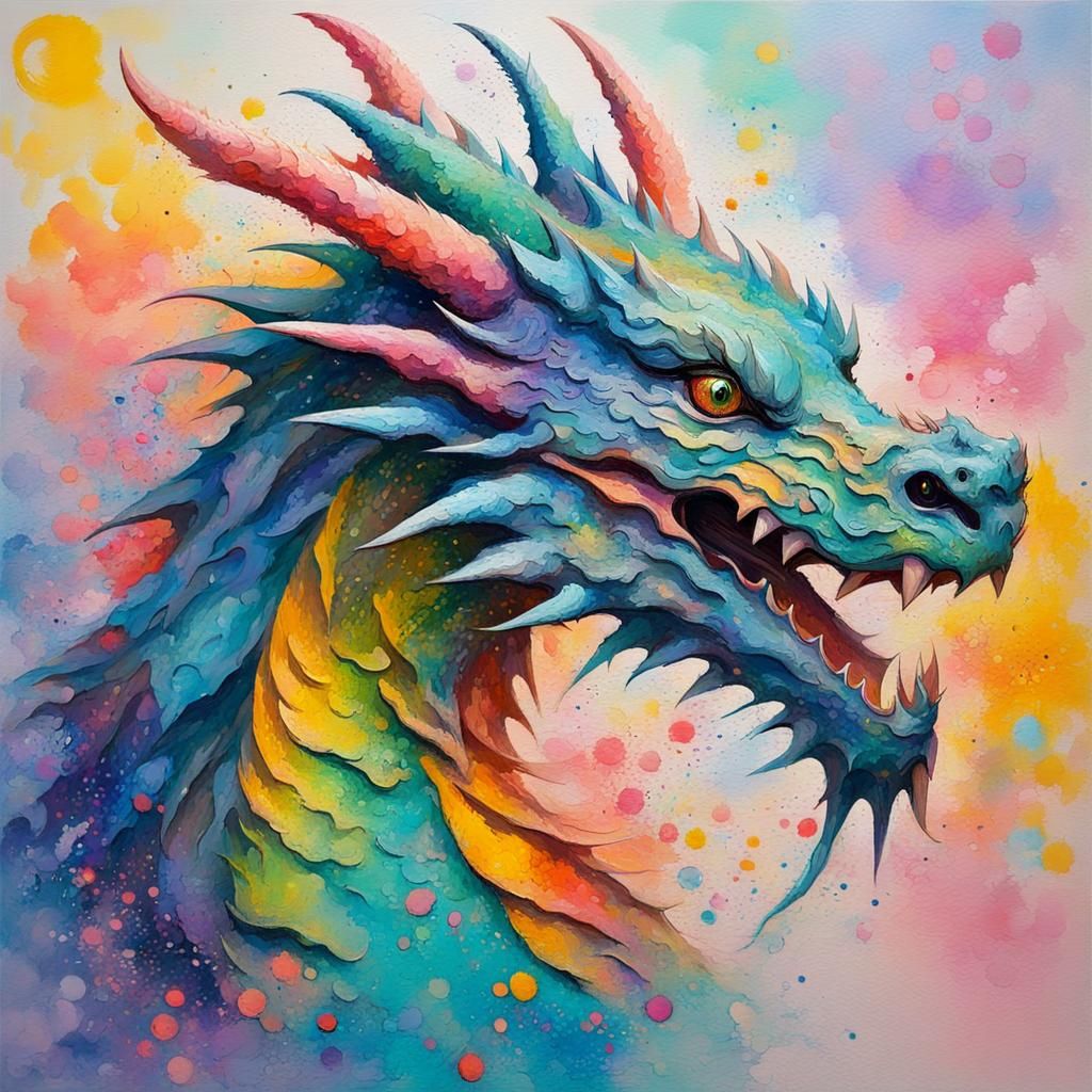Pastel colour ink splatter dragon - AI Generated Artwork - NightCafe ...