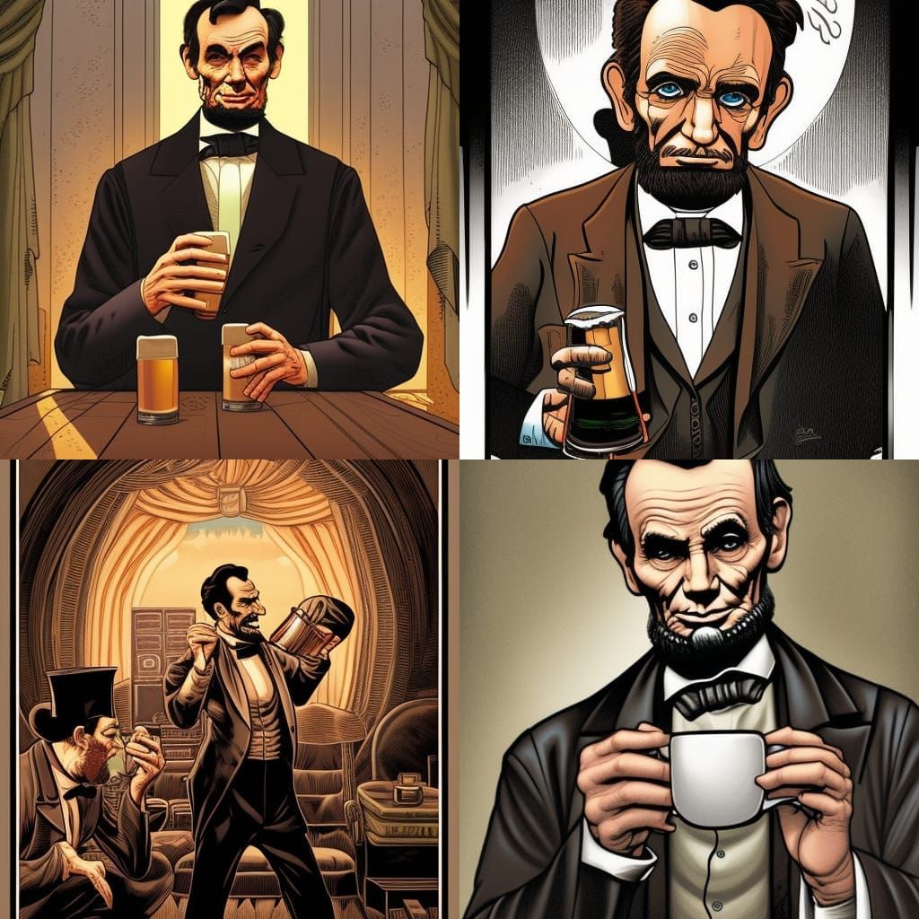 Abraham Lincoln drinking beer - AI Generated Artwork - NightCafe Creator