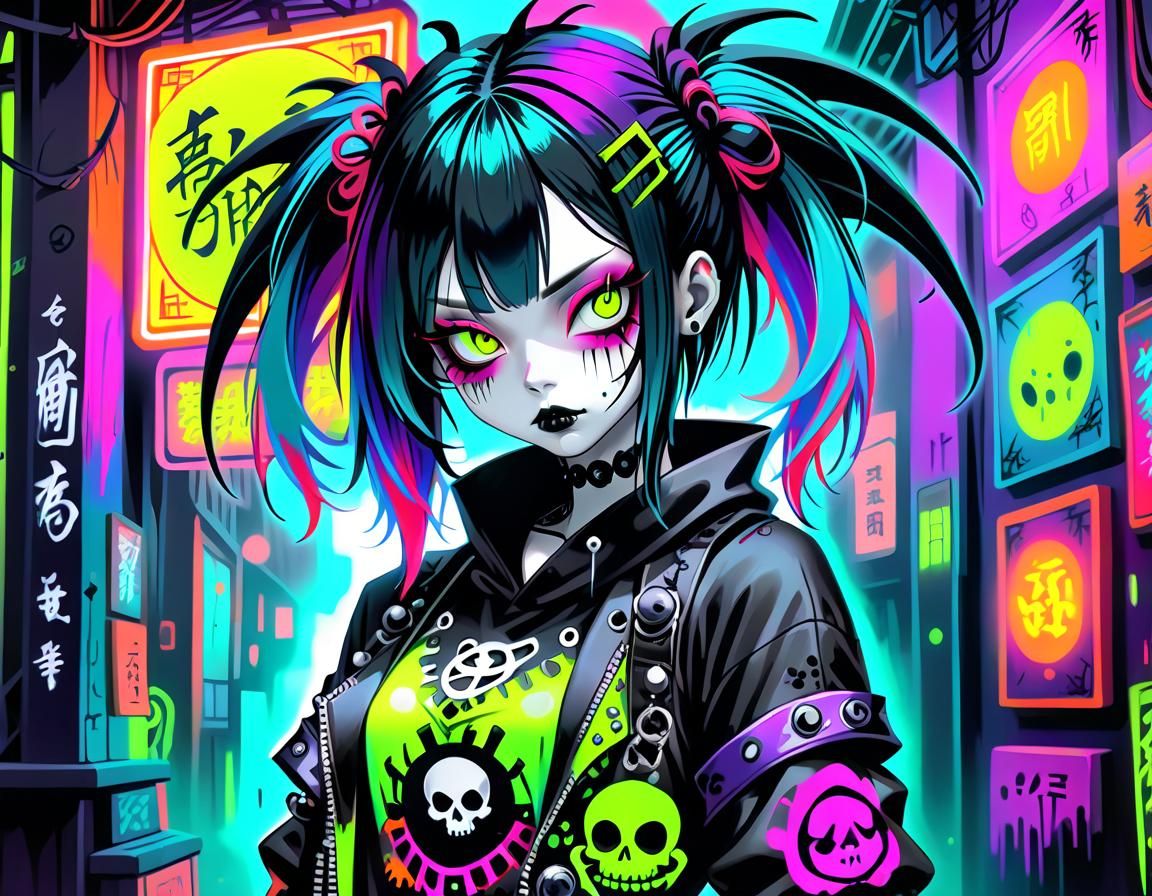CARTOON GOTH GIRL SERIES - AI Generated Artwork - NightCafe Creator