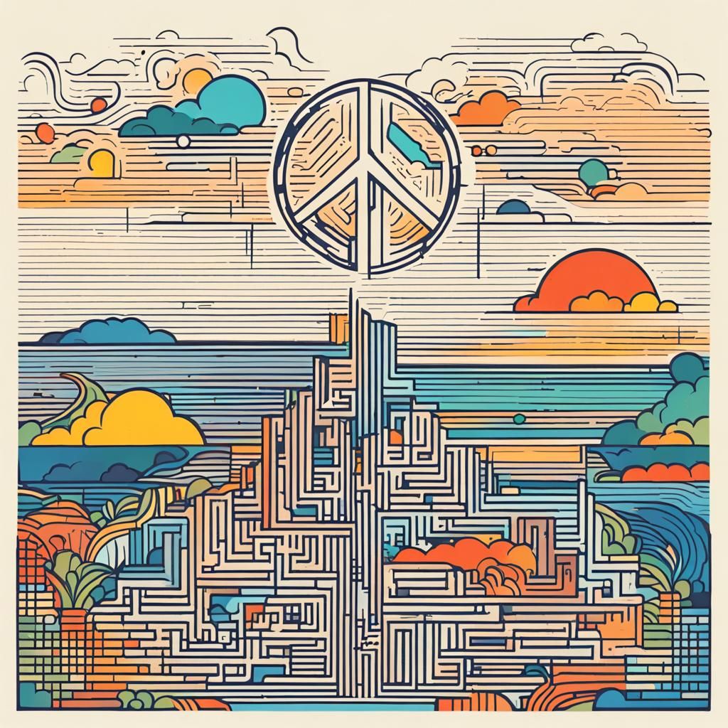 Create an abstract representation of the phrase Know Peace on the left ...