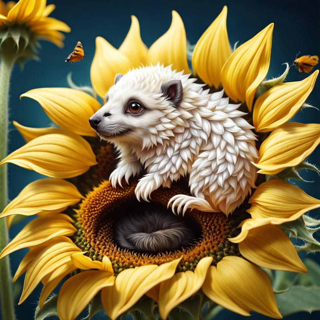 Magic animal living in a sunflower - AI Generated Artwork - NightCafe Creator