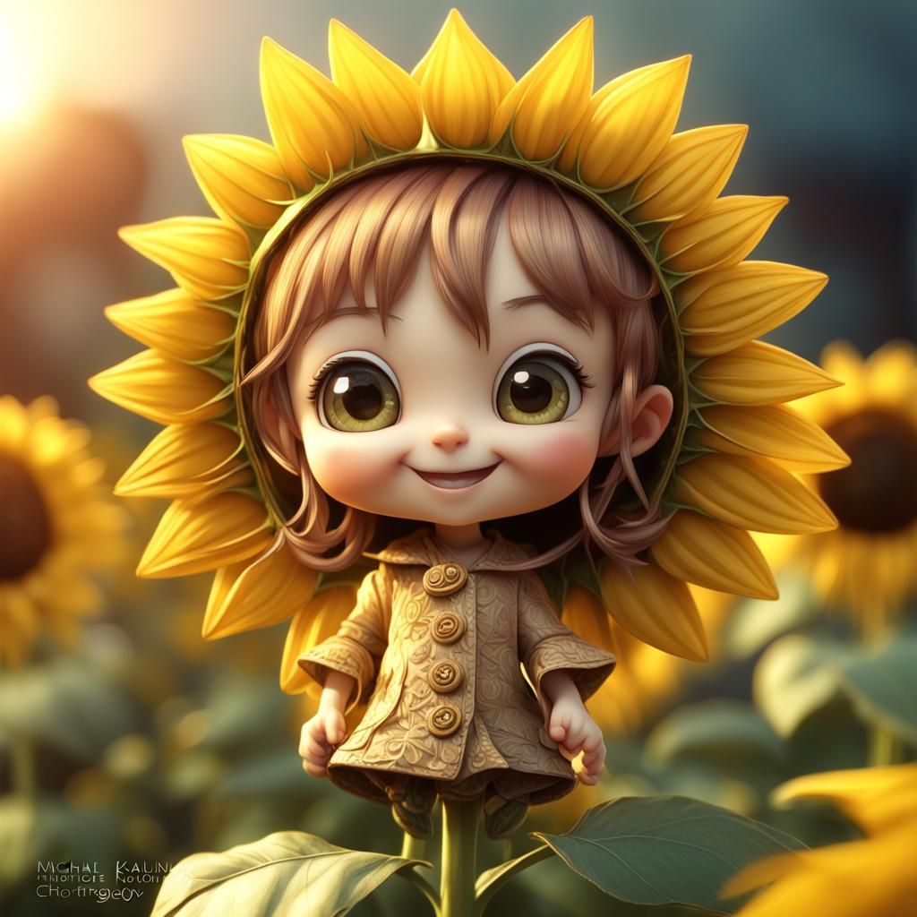 Happy chibi sunflower - AI Generated Artwork - NightCafe Creator