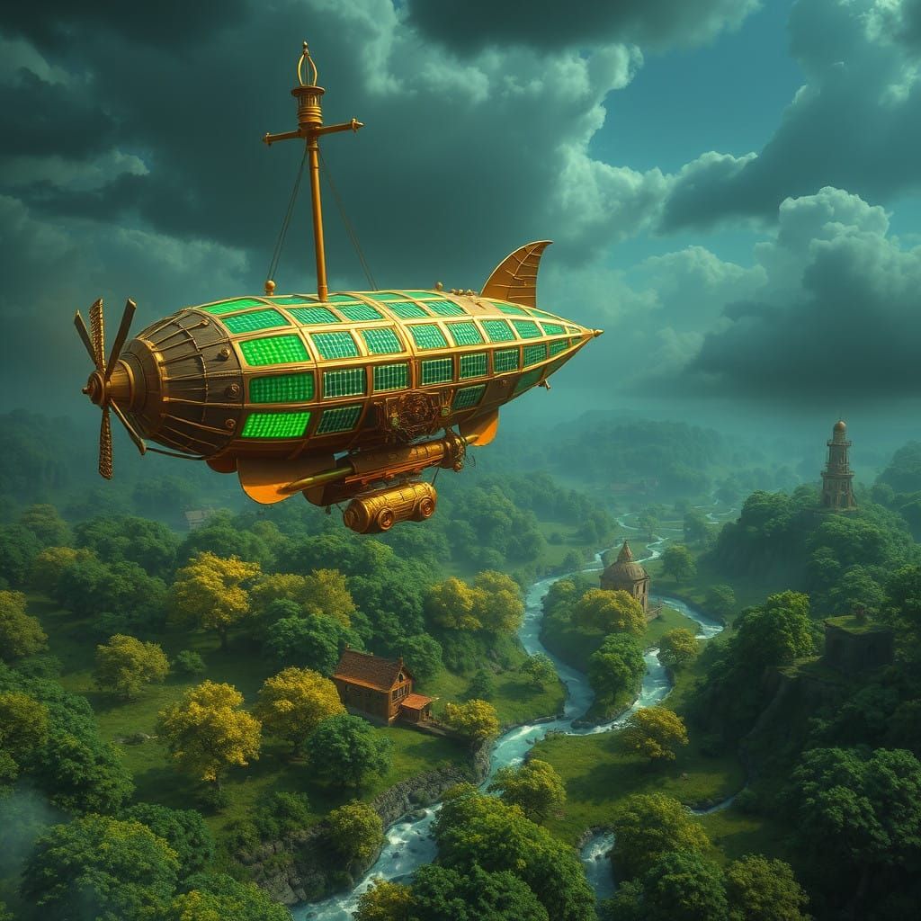 Solar powered airship - Majestic Victorian Steampunk Airship...