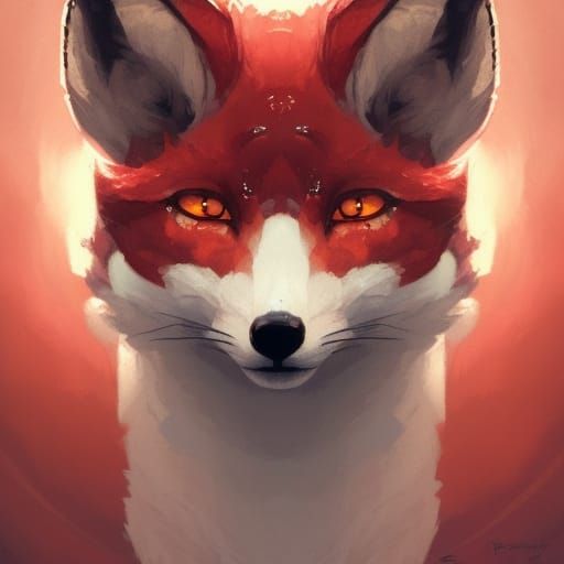 white-furred anthropomorphic fox with red markings - AI Generated ...