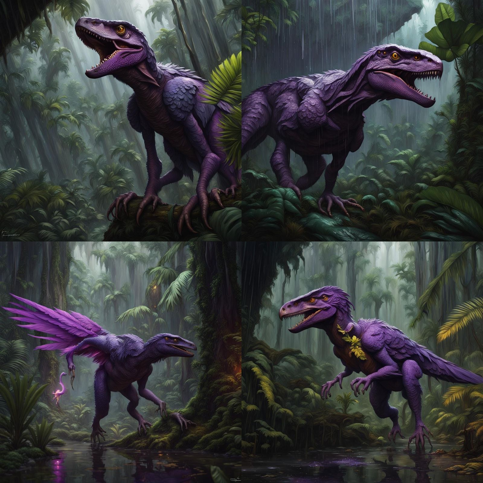 raptor hunting through the rain forest - AI Generated Artwork ...