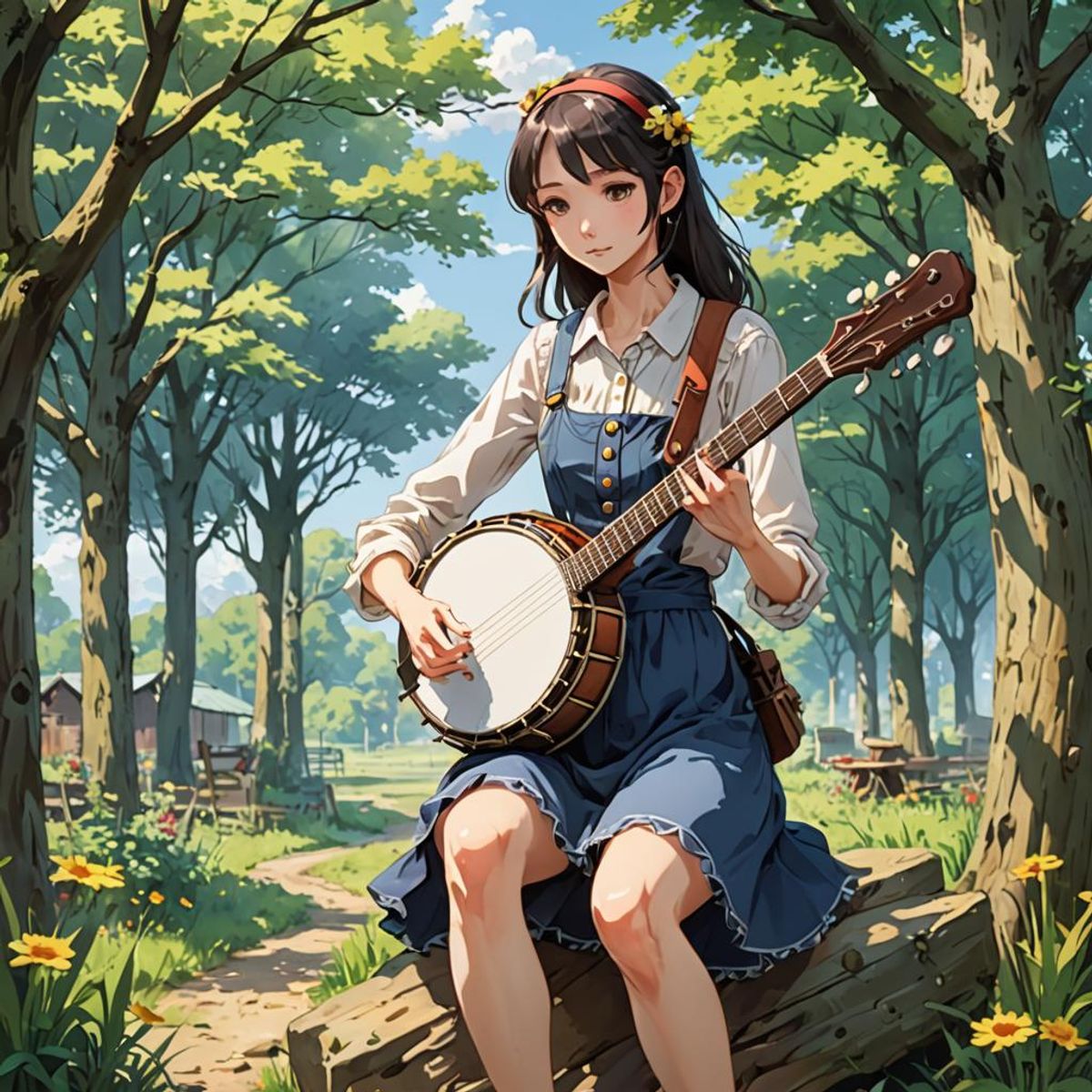 skinny anime girl playing a banjo - AI Generated Artwork - NightCafe ...