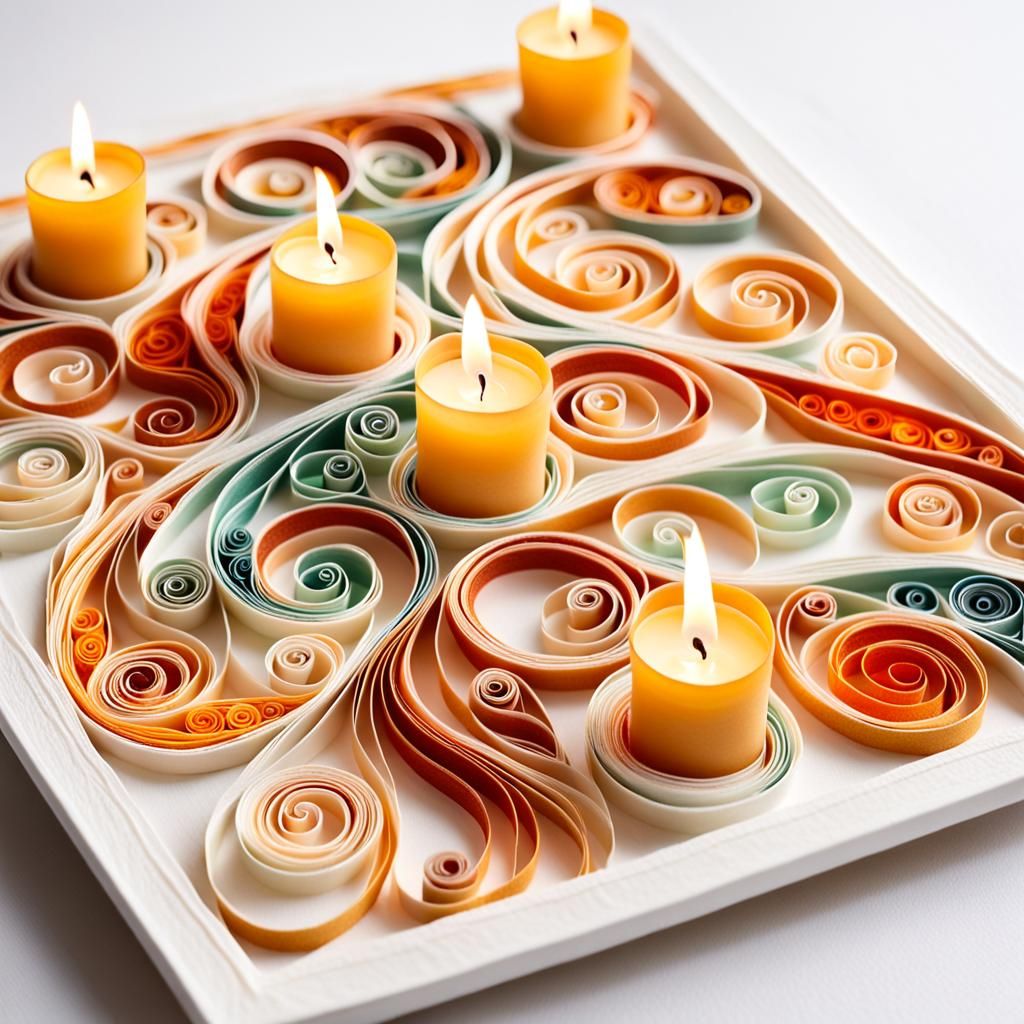 Intricately Crafted Quilling Masterpiece in Warm G... - AI Art