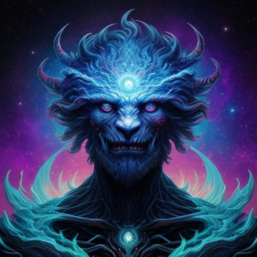Cosmic Horror Unleashed in Vibrant Astral Colors - AI Art