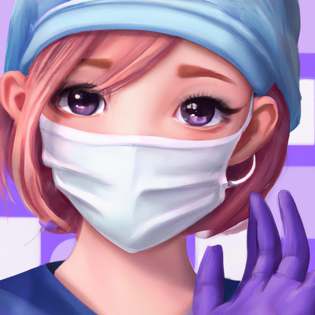 an illistration of a cute surgical nurse with stunning blue eyes and ...