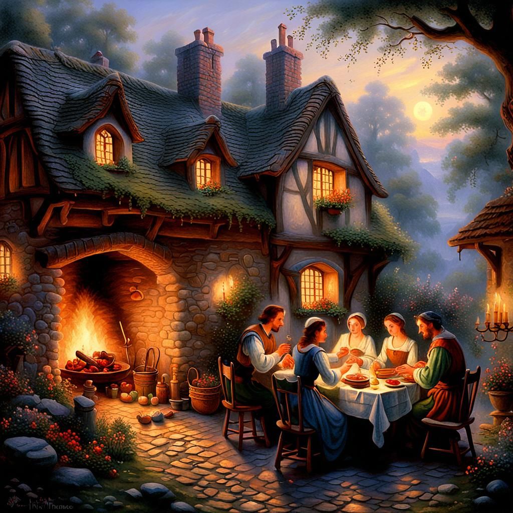 Evening Meal on a Warm Night - AI Generated Artwork - NightCafe Creator