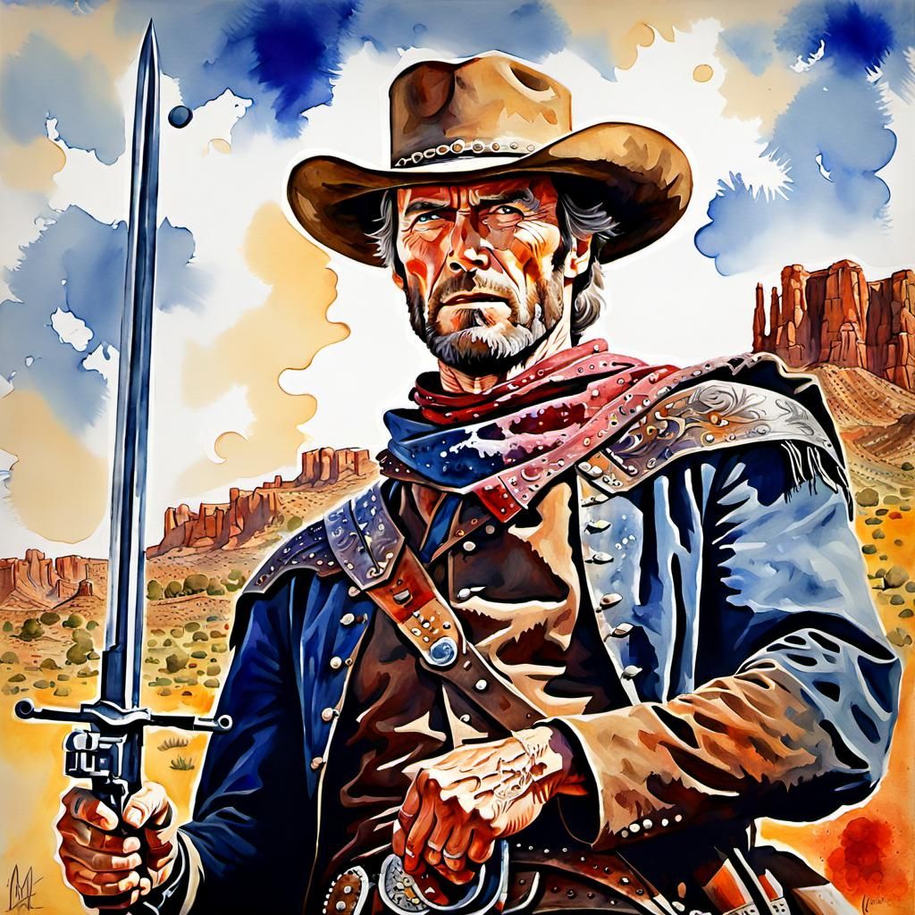 Clint Eastwood as Cowboy medieval knight - AI Generated Artwork ...