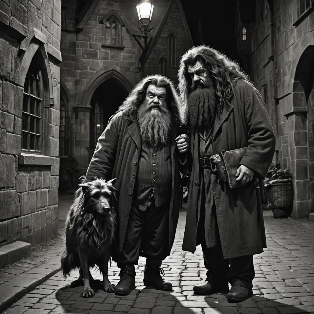 Hagrid And A Hoppogriff Black And White Portrait Photo By Dorethea