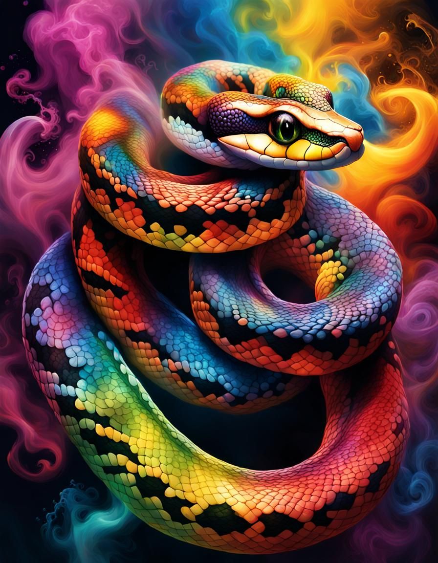 Rainbow Boa - AI Generated Artwork - NightCafe Creator