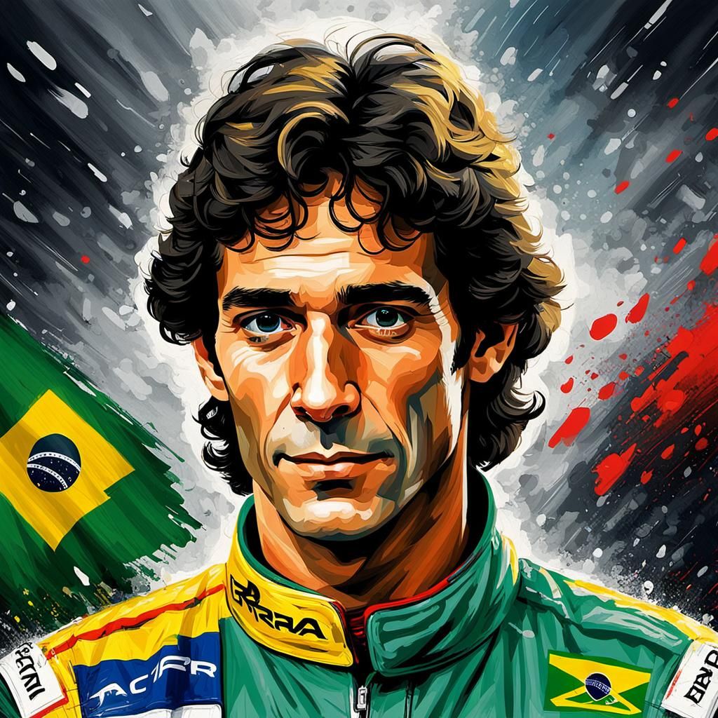 Ayrton Senna, (colored portrait:1,5), eternal legendary Brazilian F1 ...