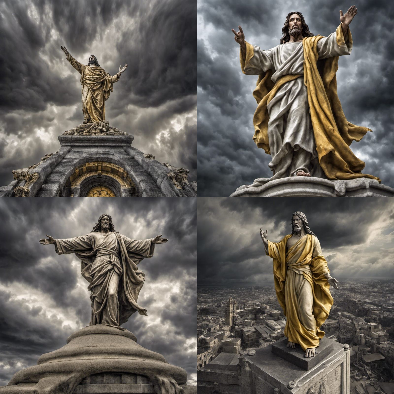 During his temptation, Jesus Christ standing on the highest pinnacle of ...