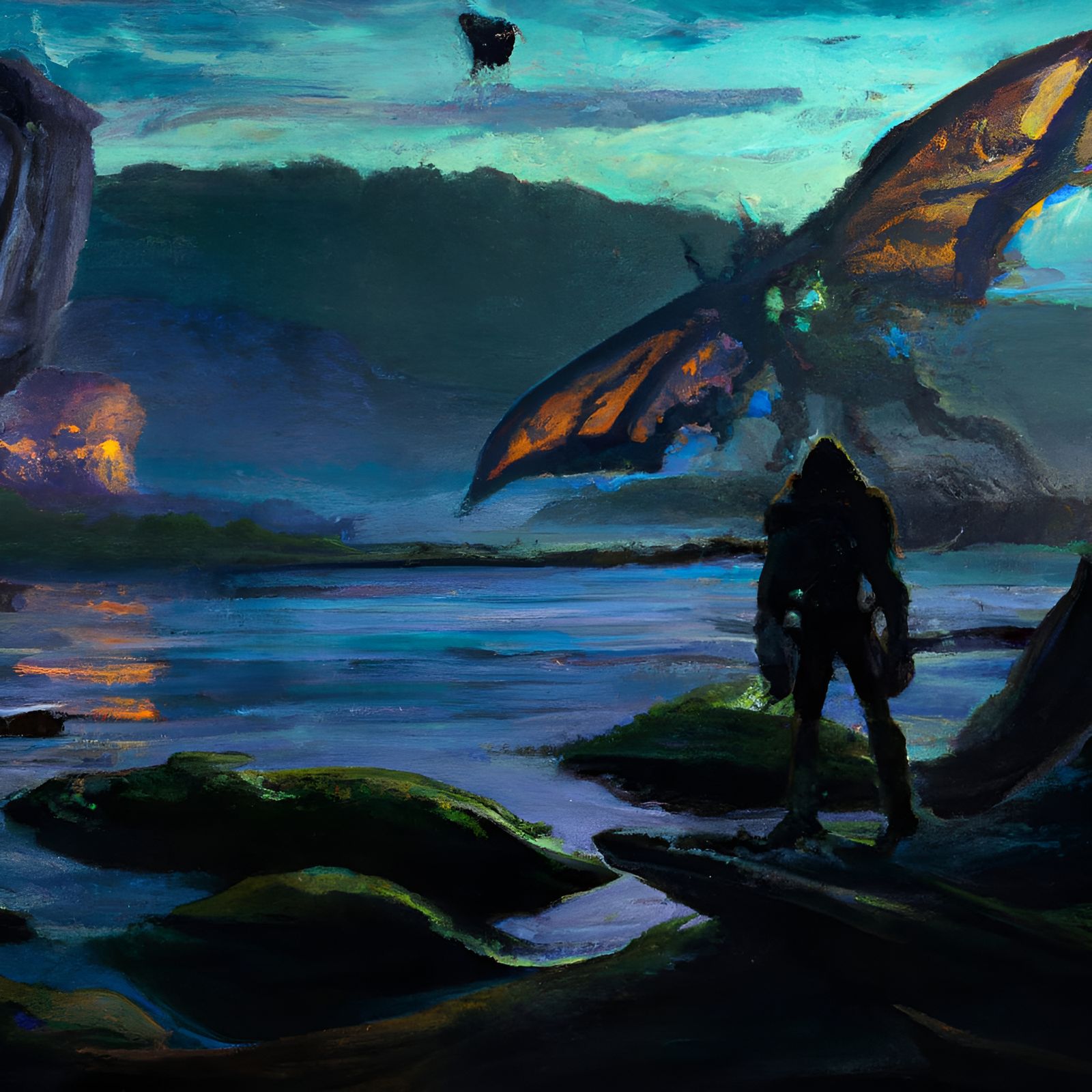 Rare Siting of a Squatch Admiring the Mothman - AI Generated Artwork ...