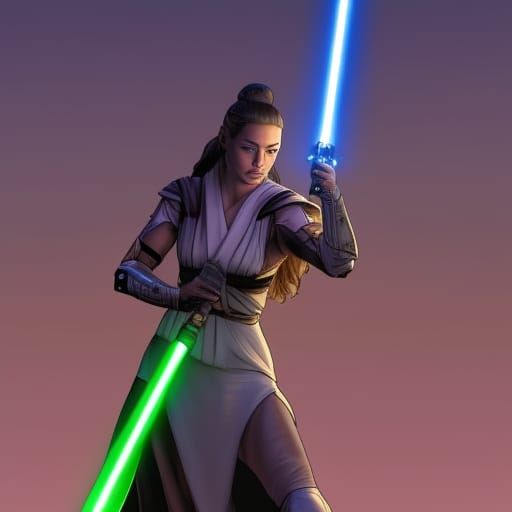 Jedi Wielding Dual Lightsabers #2 - AI Generated Artwork - NightCafe Creator