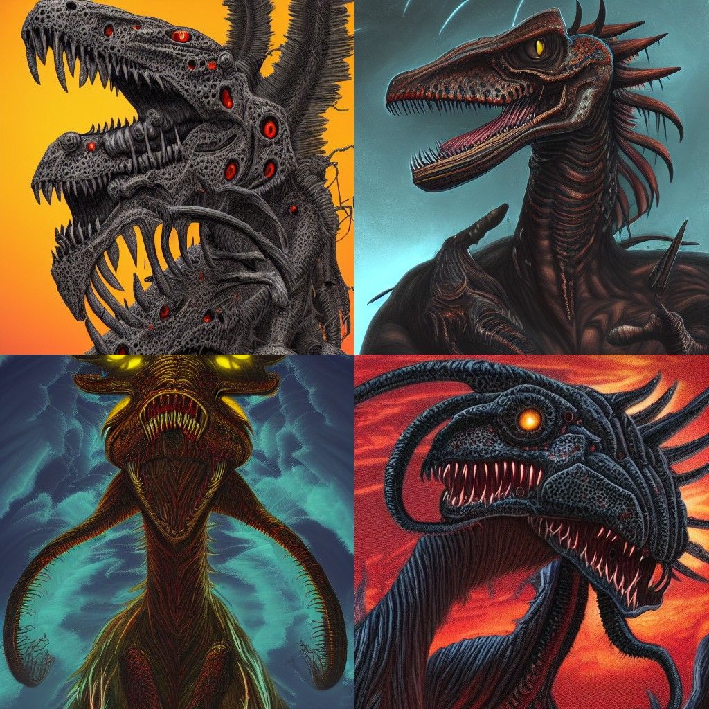 art of a demonic black insectoid utahraptor demon god covered in holes ...