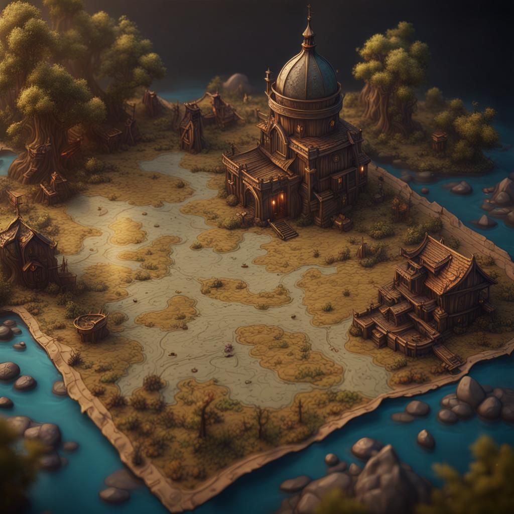 Three dimensional treasure map - AI Generated Artwork - NightCafe Creator