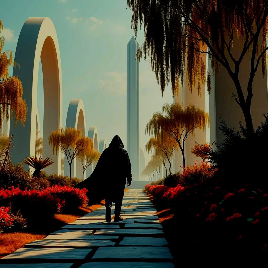 Ethereal White Archways in a Futuristic Utopia wit... - AI Art