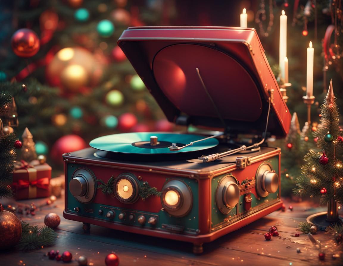Christmas vintage recordplayer - AI Generated Artwork - NightCafe Creator