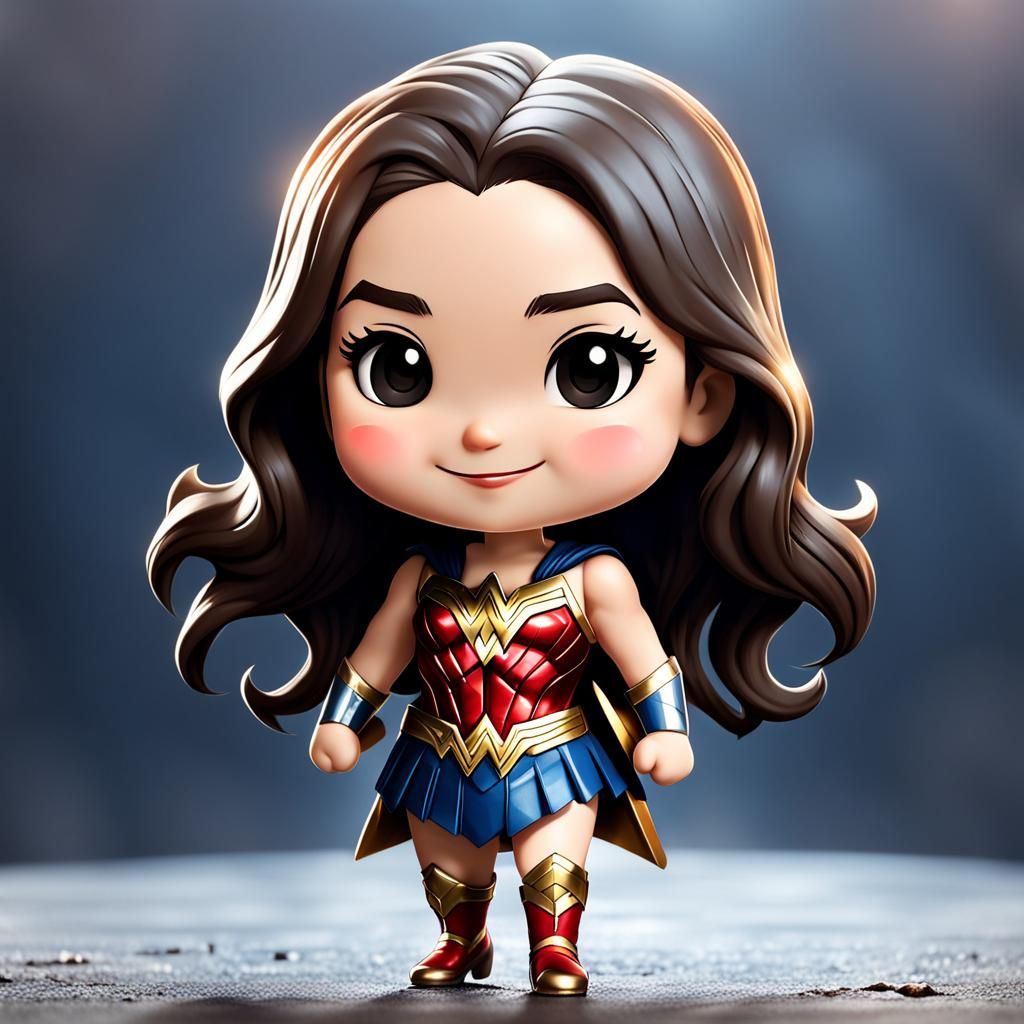 Happy chibi Gal Gadot in Wonderwoman costume - AI Generated Artwork ...
