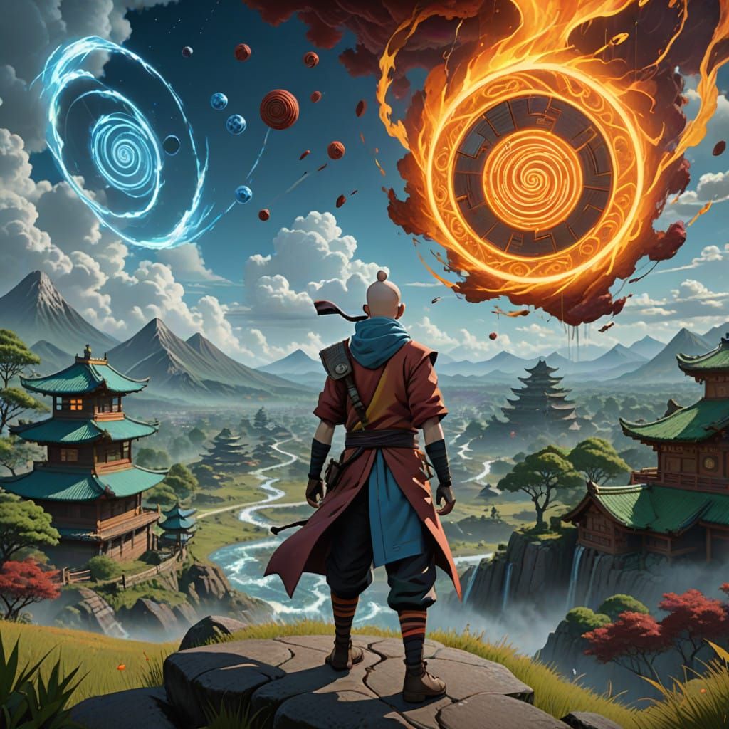 Elemental Clash: Naruto and Aang Unite in a Fantas... - AI Art