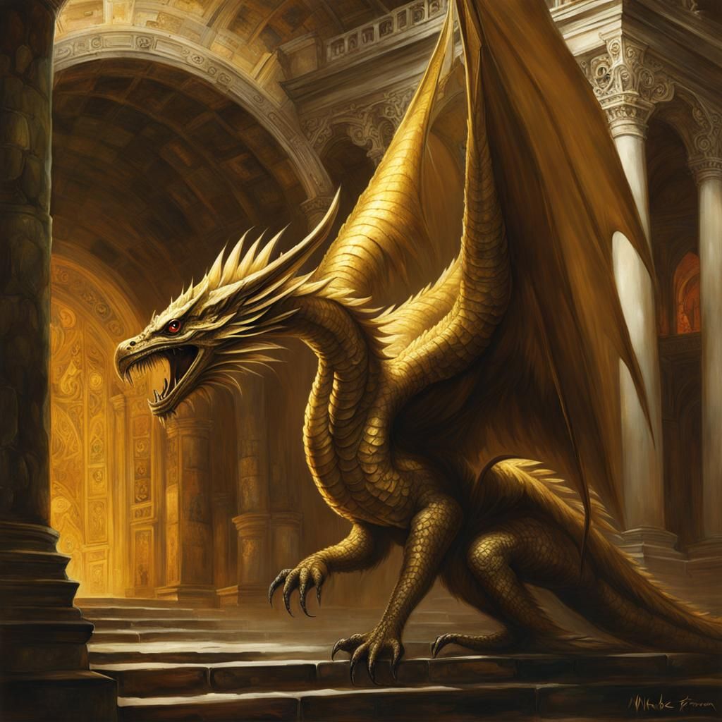 Golden Wyvern - AI Generated Artwork - NightCafe Creator