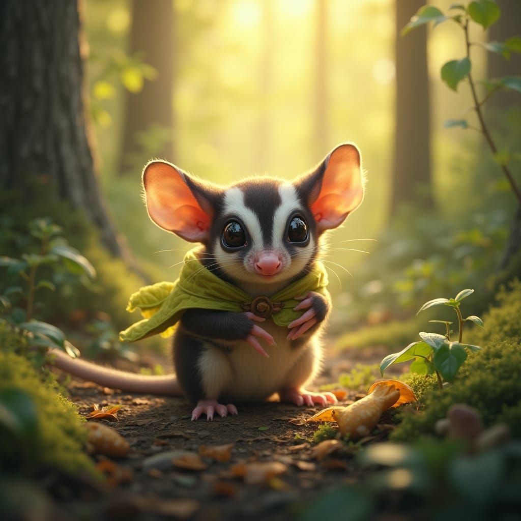 Realistic Sugar Glider Friends Play in Forest Land... - AI Art