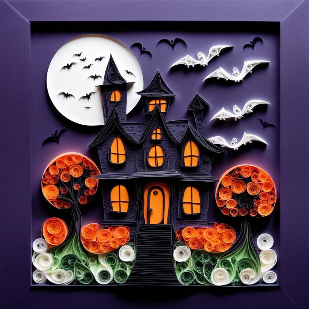 paper quilling of a haunted house - AI Generated Artwork - NightCafe ...