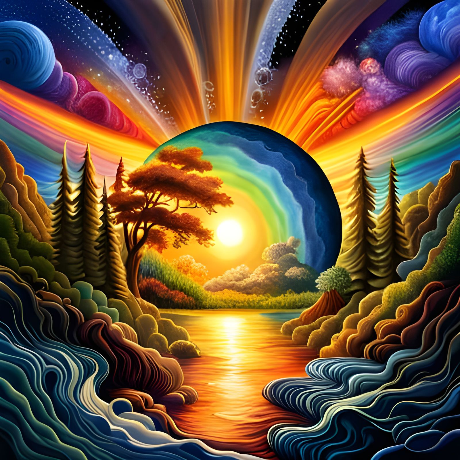 Trippy Sunset - AI Generated Artwork - NightCafe Creator